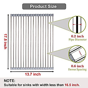 HIGEEK Roll Up Dish Drying Rack Over The Sink Dish Rack Kitchen Rolling Dish Drainer Over Sink(17.5''x13.7'')+Adjustable Laptop Stand for Desk, Portable Computer Stand Laptop Riser for Desk（White）