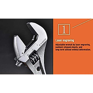 Edward Tools Pro 8" Adjustable Wrench - Carbon Steel Adjusting Design - Crescent Pro Grip for Greater Leverage - Locking Adjustable Width - Spanner Handle