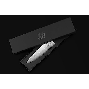 KAN Core Chef Knife 8-inch VG-10 67 layers Damascus Ambidextrous (Non-Hammered VG-10 Blade, Ebony Handle)