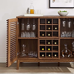 Modway Render Mid-Century Modern Wine Bar Cabinet in Walnut, 17 x 46 x 37