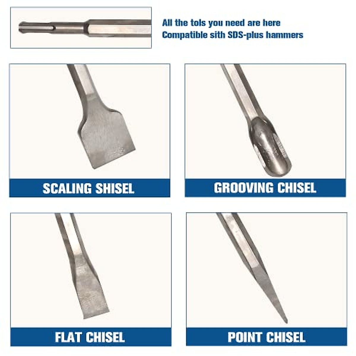DEHUIWI 17Pcs SDS Plus Rotary Hammer Drill Bits and Chisel Set, Carbide-Tipped Shank Connection Concrete Masonry Hole Tool Including Rotary Drill Bits