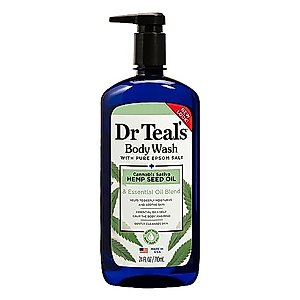 Dr. Teal's Cannabis Sativa Hemp Seed Oil Body Wash (1 bottle, 24 fl oz) - Shea Butter, Aloe Vera & Vitamin E Essential Oils Blend Nourishes & Rejuvenates Skin, Calms the Mind & Relaxes the Senses