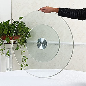 JHSDFOUIH Lazy Susan Turntable for Table, Round Tabletop Rotating Serving Tray, Transparent Table Top Circle Centerpiece, Thicken Explosion-Proof Tempered Glass, for Sharing Food Easier