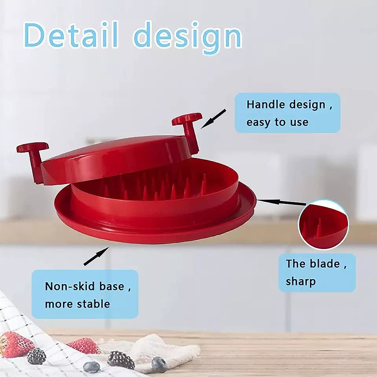 MY DEVELOPMENT Chicken Shredder Tool Twister with Handles | Non-Skid Base Chicken Shredder Machine | Shredder Machine for Beef, Pork and Chicken Meat | Shredder Gadget for Kitchen – Red