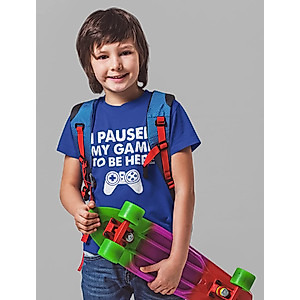 Kids Gamer Shirt I Paused My Game to Be Here Gifts for Gamers Boys Youth Gaming Shirts Medium Blue