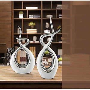 Generic Modern Minimalist Art Crafts, Ceramic Electroplating Home TV Cabinet Decorations, Wine Cabinet Abstract Craft Decorations (2 pcs), White