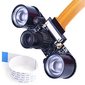 kuman for Raspberry Pi Camera Module 5MP 1080p OV5647 Sensor HD Video Webcam Night Vision for All Vision Raspberry Pi Model B/B+ A+ RPi 4/3/ 2/1 /Zero/Zero W with FFC/FPC Cable SC15-1