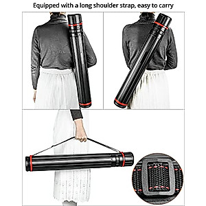 QWORK Drafting Tube, 2 Pack Poster Tube Blueprint Case, 30 5/16" - 44 1/2" Telescoping Art Tube Large Storage Tube Holder, Diameter-3 15/16", for Draft Sketch Documents