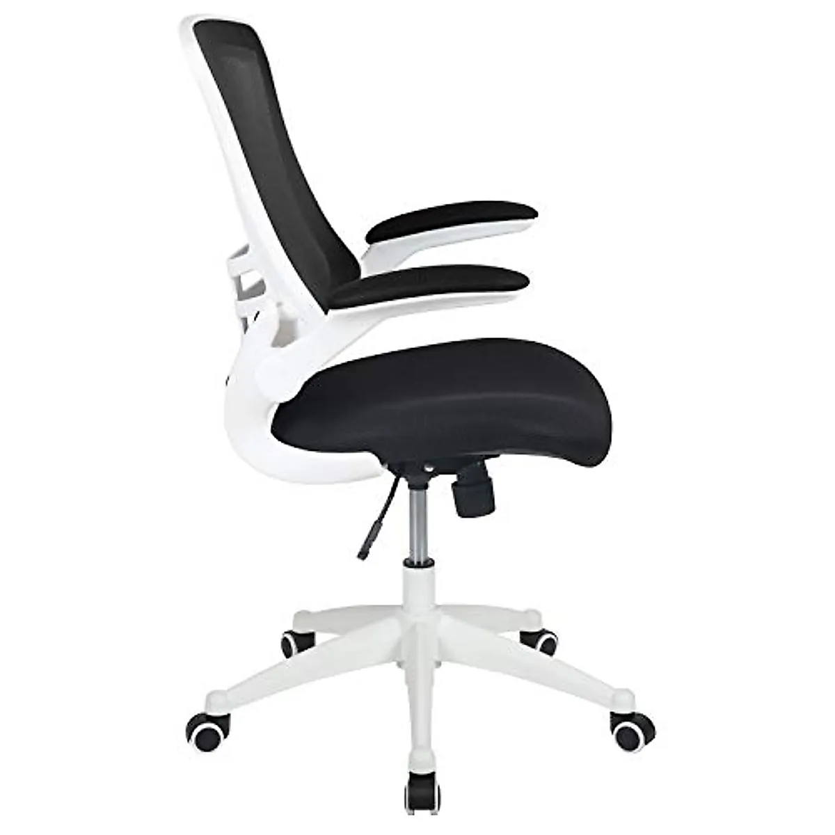 Flash Furniture Kelista Office Chair, Ergonomic, Mid-Back, White Frame, Black Mesh with Swivel