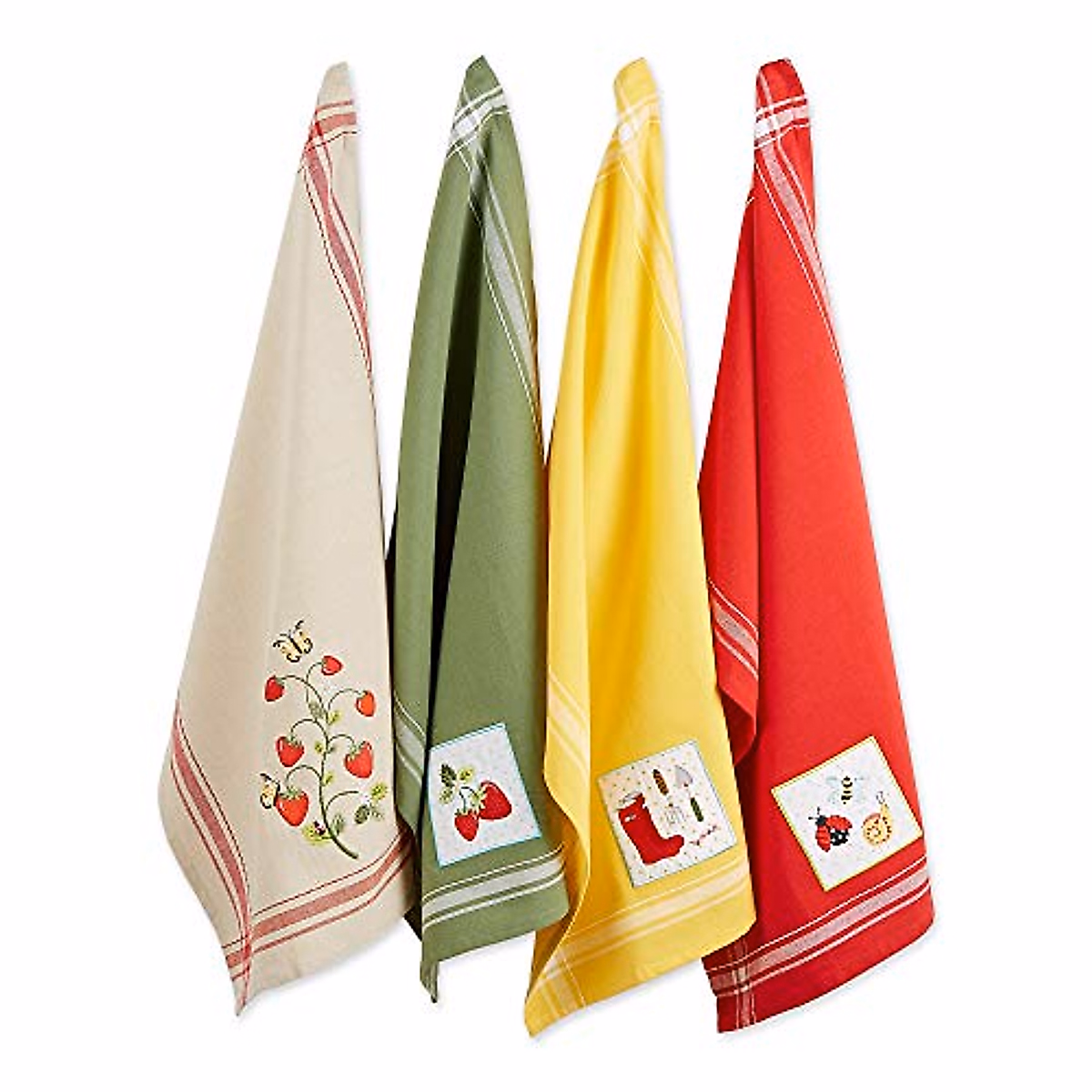 DII Decorative Cotton Kitchen Dish Towel Set, 18x28, Strawberry Patch, 4 Piece