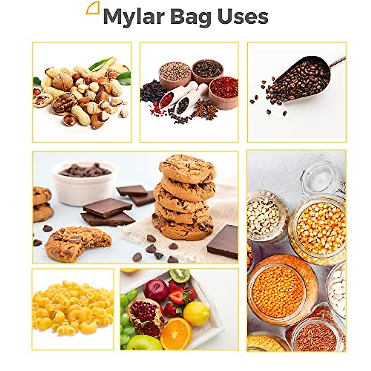 65Pcs 1 Gallon Mylar Bags for Food Storage - 10x14 Inches & 5 Mil Thick Ziplock Mylar Storage Bags for Food - Air Tight Seal Mylar Food Storage Bags