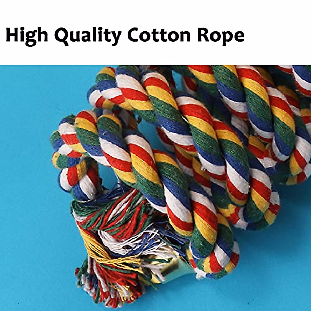 Littledropet Sugar Glider Toys for Climbing and Chewing, Squirrel Hanging Cotton Rope Toy for Rat Hamster,Bird Parrot Perch Swing Toy Cage Accessory 59inch (Length-59inch, Multi-Colored)