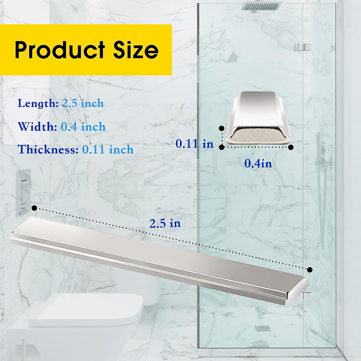 Shower Door Magnet - 2-1/2" Replacement Magnets for Sliding and Swing Shower Doors, Suitable for Glass Doors