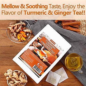 120 Premium Turmeric, Ginger, Cinnamon Blend Tea Bags, 100% Natural & No Additives & Caffeine Free.