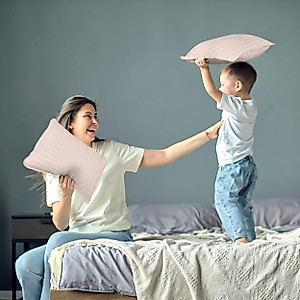 Utopia Bedding Toddler Pillow (Baby Pink, 2 Pack), 13x18 Toddler Pillows for Sleeping, Soft and Breathable Cotton Blend Shell, Polyester Filling, Small Kids Pillow Perfect for Toddler Bed and Travel