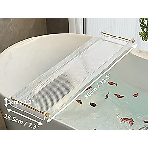 Bathtub Tray Acrylic Bath Tray Bathtub Caddy Non-Slip Bath Tub Tray Table with Gold Brushed Handles