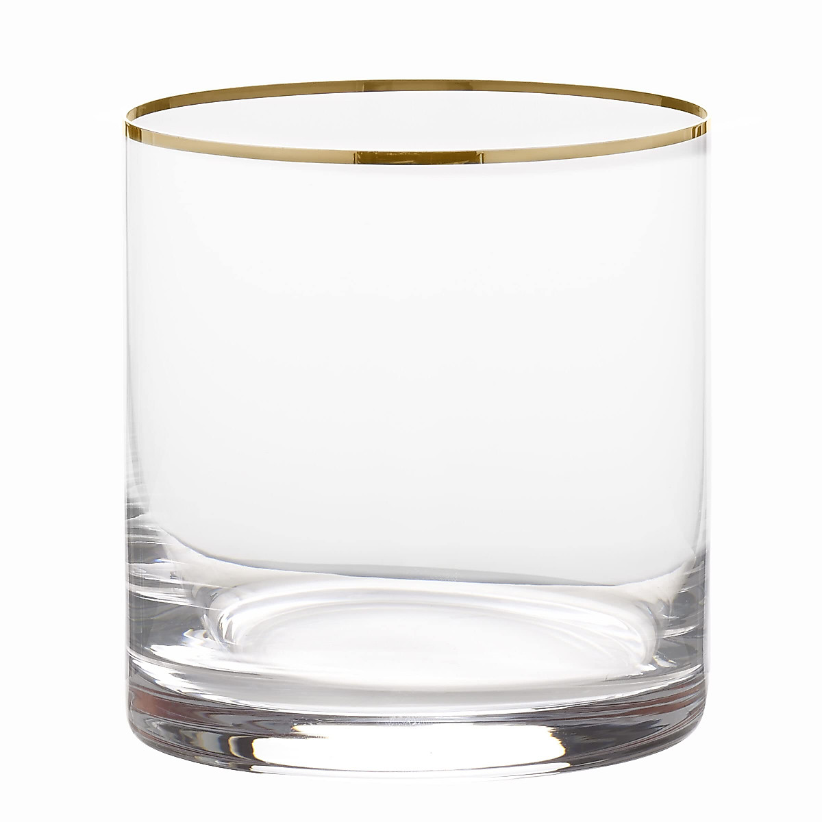 Mikasa Julie Gold Set of 4 Double Old Fashioned Rocks Glass, 15-Ounce, Clear