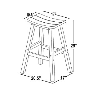 Costaelm All-Weather Bar Stools Set of 2, 29" Height Outdoor Bar Stools, Adirondack Poly Patio Bar Stool for Patio, Deck, Kitchen Counter and Garden, Orange