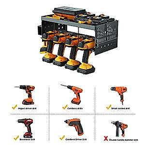 Riuog Power Tool Organizer, Removable combination Design Power Tool Holder,Heavy Power Tool Wall Mount Holder,Cordless drill Power Tool Shelf for Garage and Tool Room
