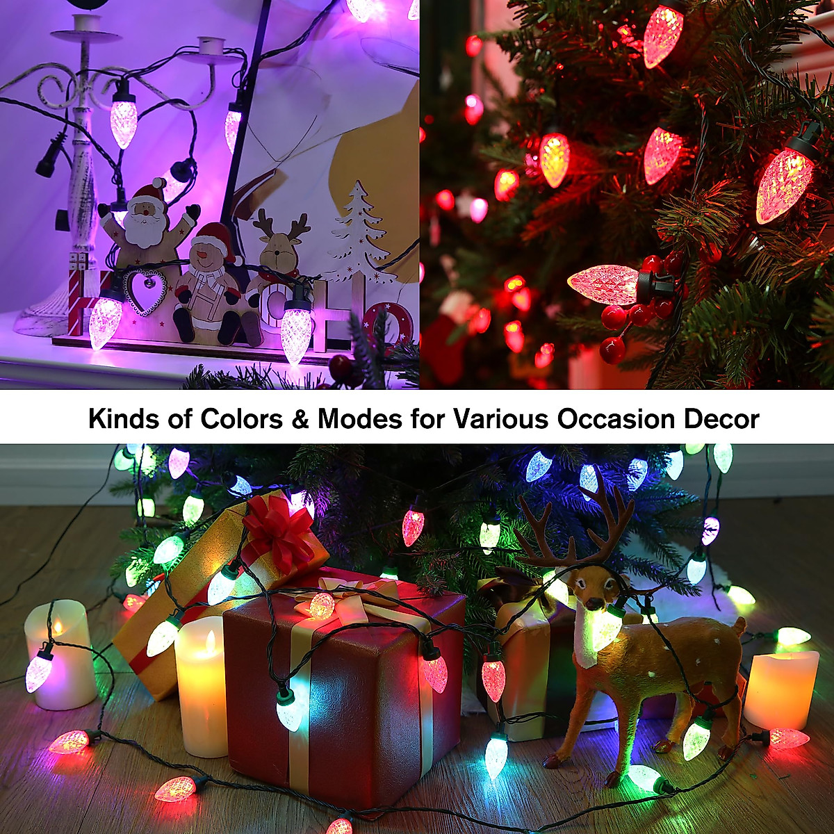 iBaycon C9 Christmas Lights 72ft 200 LED 8 Modes Xmas String Lights Waterproof Solar Fairy Lights for Garden, Patio, Fence, Balcony, Outdoors (Multicolor)