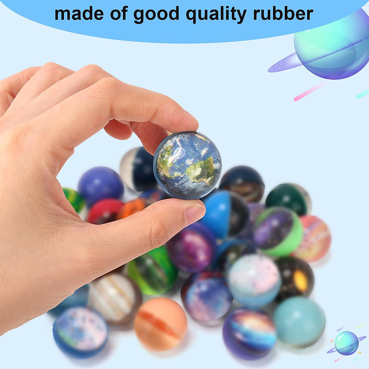 Pllieay 30PCS Galaxy Bouncy Balls, 32mmSpace Bouncy Balls Bulk, Space Party Favors Rubber Balls for Kids Party Favors, Space Toys for Kids, Christmas Gift Bag Filling(30 style)