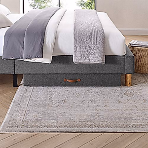 MUSEHOMEINC Upholstered Solid Wood Under Bed Storage Drawer with 4-Wheels for Bedroom/Leather Handle,Wooden Underbed Storage Organizer,Suggested for Twin and Full Size Platform Bed