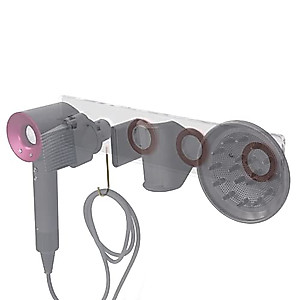 Floatant Wall Mount Hair Dryer Holder for Dyson Supersonic, Acrylic Organizer for Storage Attachments, Wall Mounted Rack with Hook for Accessories Nozzles,Wide-Tooth Comb,Diffuser(Transparent)