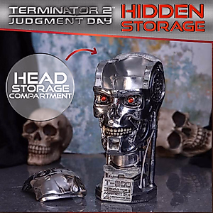 Nemesis Now Terminator 2 Head Statue with Hidden Storage Compartment, Metal Skeleton Statue Box, Hand-Painted Resin, Official Movie Merchandise, 21cm