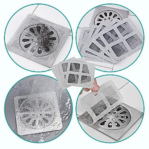 Disposable Hair Drain Stickers, 2025 New Disposable Shower Drain Hair Catcher Mesh Stickers, Drain Cover Hair Catcher for Bathroom Laundry Bathtub Kitchen (10)