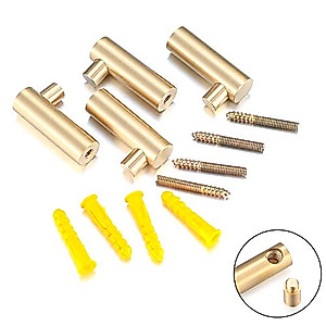 4 Pcs Brass Wall Hooks, Gold Coat Hooks for Wall, Towel Cloth Robe Hangers Hooks Wall Mounted, Brass L-Shaped Heavy Duty Bathroom Kitchen Living Rooms Hat Key Hooks