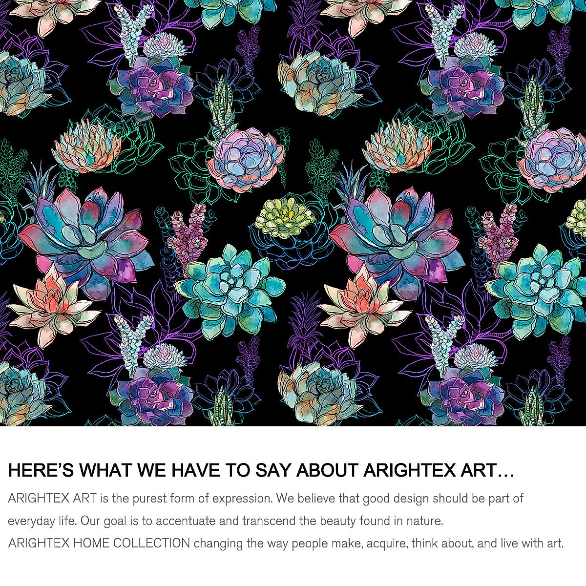 ARIGHTEX Colorful Succulents Duvet Cover Purple Green and Black 3 Pcs Rainbow Desert Succulents Bedding Stylish Bedspreads for Boho Girls Boys (Full)