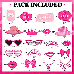 Hot Pink Girls Photo Booth Props Princess Doll Theme Decor Come on Let's Go Party Photo Booth for Bachelorette Party Decoration Pink Girls Birthday Bridal Shower Pink Party Supplies