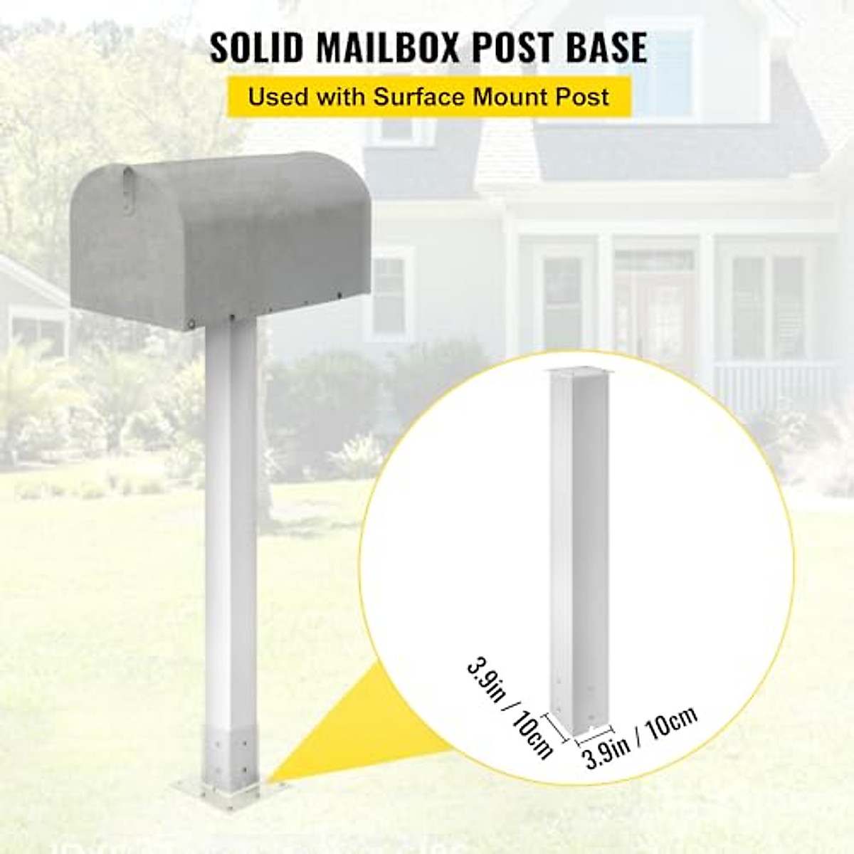 VEVOR Mailbox Post, 43" High Mailbox Stand, White Powder-Coated Mail Box Post Kit, Q235 Steel Post Stand Surface Mount Post for Sidewalk and Street Curbside, Universal Mail Post for Outdoor Mailbox