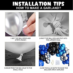Paready Blue Black Balloons Garland Arch Kit, 122Pcs Blue Silver Metallic Balloons Arch for Birthday Baby Shower Graduation Wedding Bridal Shower Party Decorations