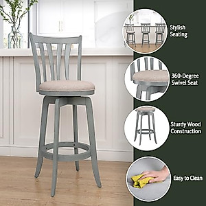 Hillsdale Furniture Savana Wood Bar Height Stool, 30" high, Blue Wire Brush