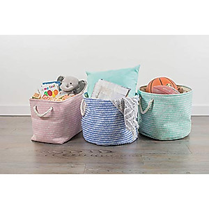 DII Polyester Container with Handles, Keeping Score Storage Bin, Medium Round, Aqua