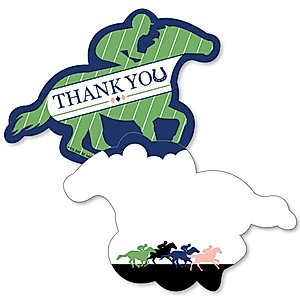 Big Dot of Happiness Kentucky Horse Derby - Shaped Cards - Race Party Thank You Note with Envelopes - Set of 12