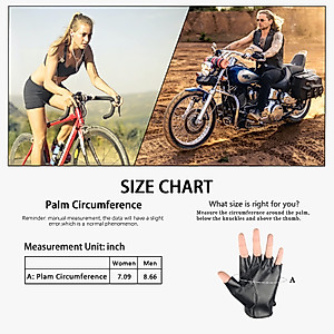 Long Keeper Fingerless Leather Gloves for Women Men Half Finger Cycling Driving Motorcycle Black Unlined Gloves (Men)