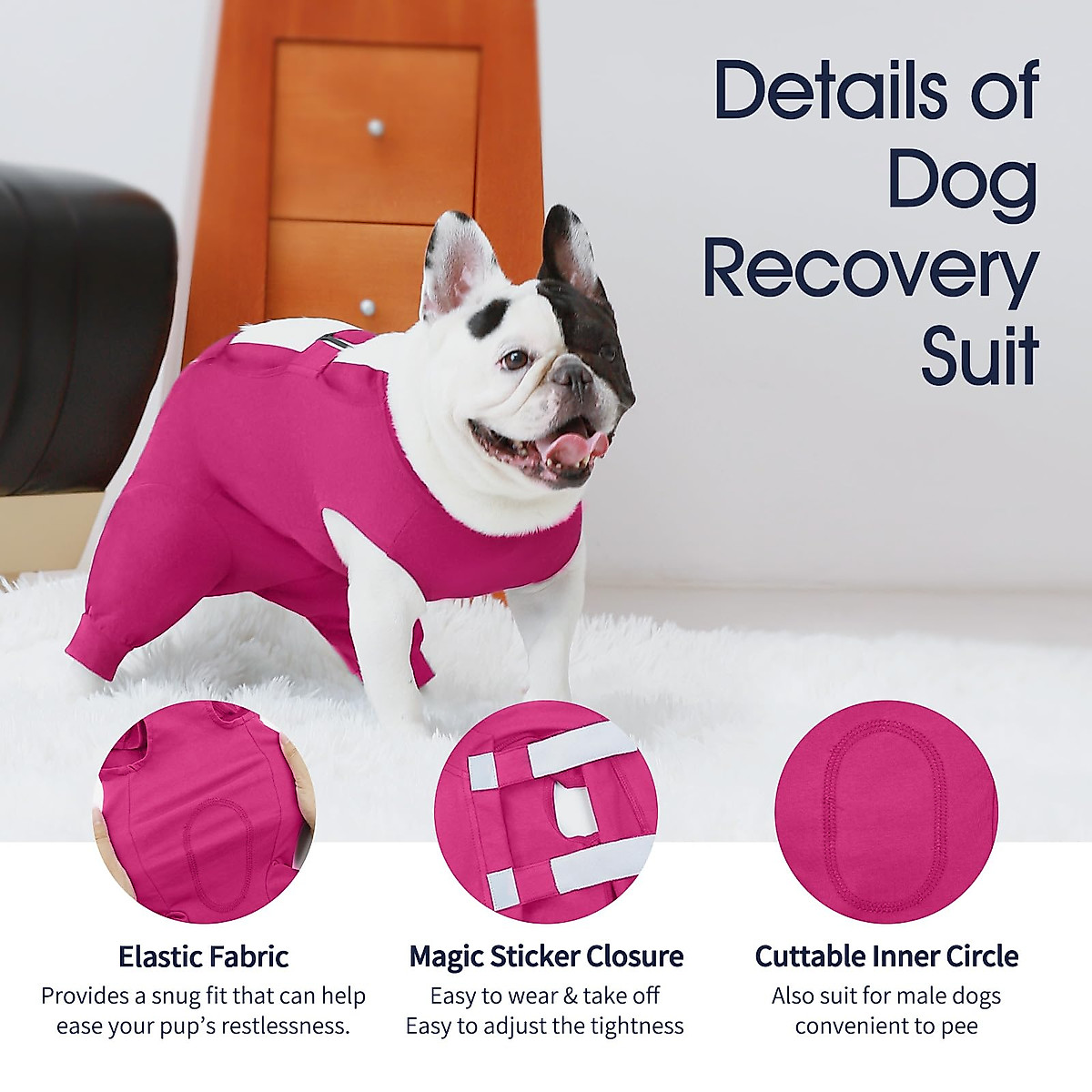 IECOii Pet Surgery Recovery Suit,Breathable Dog Bodysuit E-Collar & Cone Alternative Surgical Suit After Spayed/Neutered Wear,Recovery Suit for Dogs Male Female Sleeve to Prevent Licking,XL-Rosered