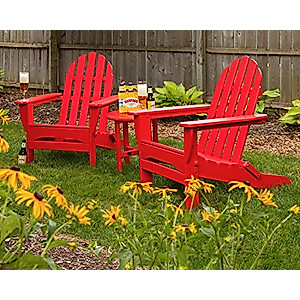 POLYWOOD AD5030SR Classic Folding Adirondack Chair, 38.5" H x31.25 W x 33.5" D, Sunset Red