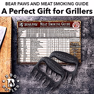 Bear Paws Meat Forks - Meat Shredders - Includes Meat Smoking Guide Magnet
