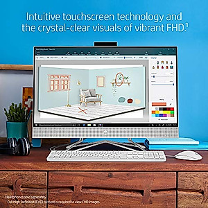 HP 27-inch Touchscreen All-in-One Desktop Computer, AMD Ryzen 5 4500U Processor,16 GB RAM, 512 GB SSD, Windows 10 Home (27-dp0160, Silver)