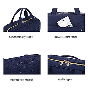 BAGSMART Toiletry Bag Travel Bag with Hanging Hook, Water-resistant Makeup Cosmetic Bag Travel Organizer for Accessories, Shampoo, Full Sized Container, Toiletries, Large-Blue