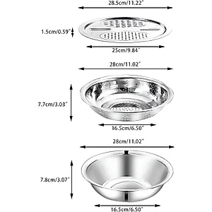 Germany Multifunctional Stainless Steel Basin - 2024 New Colander Strainer Set, Salad Spinner Fruit Vegetable Rice Washing Strainer Basket Bowl, Rice Rinser Food Graters with Container (DI-9.45in)