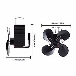 CoutureBridal Heat Powered 4 Blades Stove Fan,Silent Flue Pipe Fireplace Fan, Eco-Friendly on Chimney for Wood Log Burner Fireplace