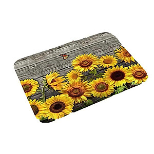Scceatti Kitchen Rugs Non Slip Boho Bathroom Rugs Sunflower Shower Mat Bedroom Doormat Floor Soft Non-Slip Sunflower Mat Rug Carpets Shoulder for Bathroom Floor Bathroom Decor Door Mat 24x16In