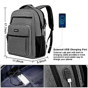 LIBENED Backpack for Women Men, School Backpack for Teen, Laptop Mochila with USB Charging Port, 15.6 Inch Waterproof Backpack for Business, College and Travel, Grey