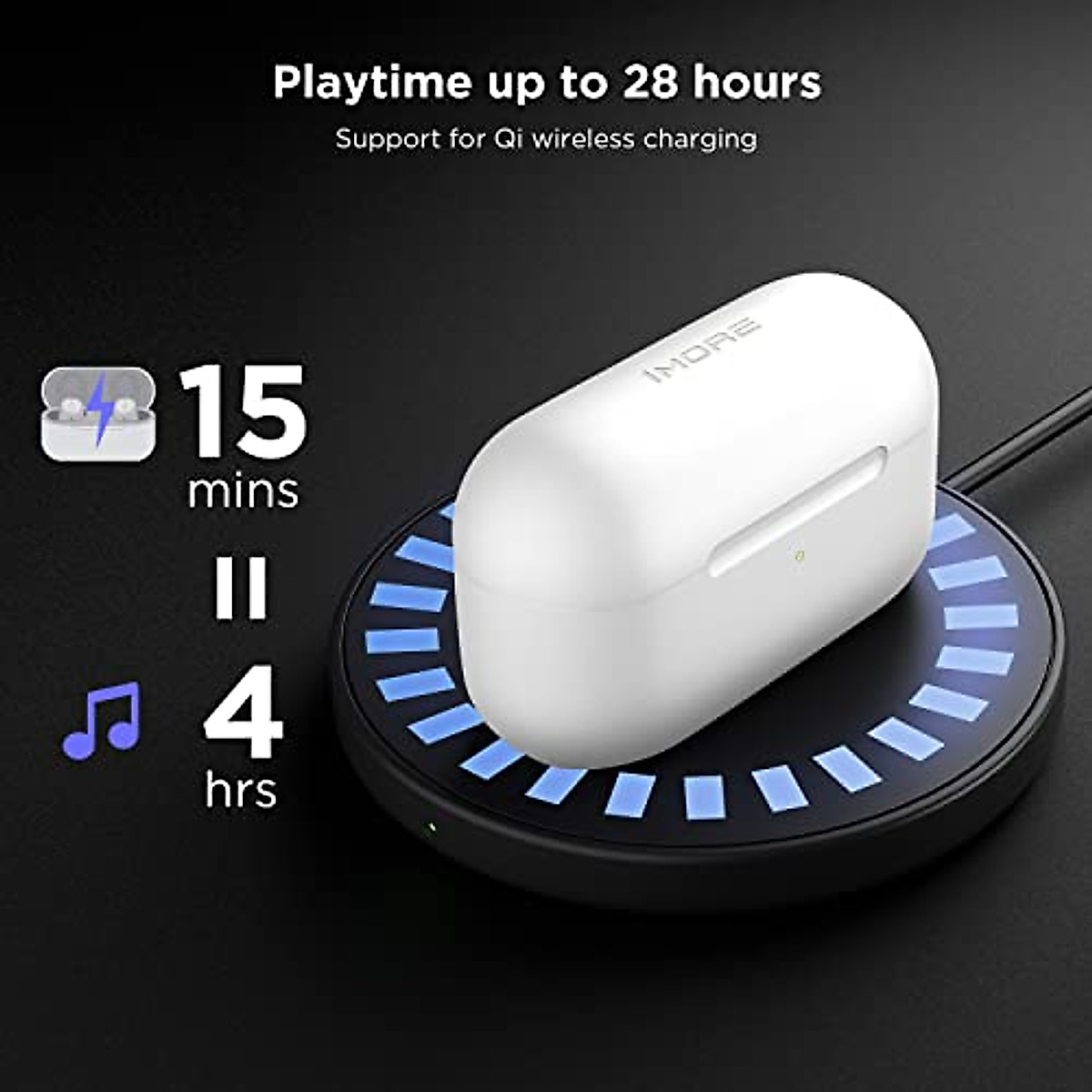 1MORE EVO Noise Cancelling Earbuds, Audiophile Headphones with Dual Drivers, Adaptive ANC, Bluetooth Headphones, HiFi Sound, LDAC, Hi-Res Audio, 6 Mics, 28H Playtime, Wireless Charging, White