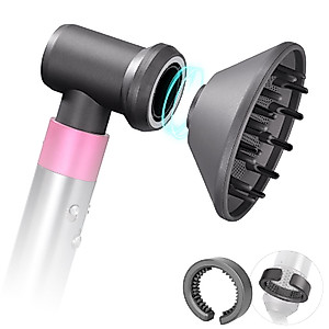 Diffuser and Adaptor Replacement for Dyson Airwrap Diffuser Attachments, for Curling Iron Converting to Hair Dryer, with Filter Cleaning Brush Attachment
