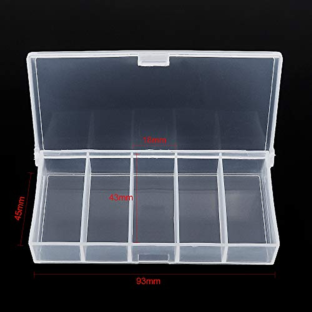 OriGlam 9.5cm / 3.74inch 5 Grids Clear Plastic Organizer Box Storage Container Box, Storage Clear Jewelry Box, Plastic Bead Storage Container Organizer Box